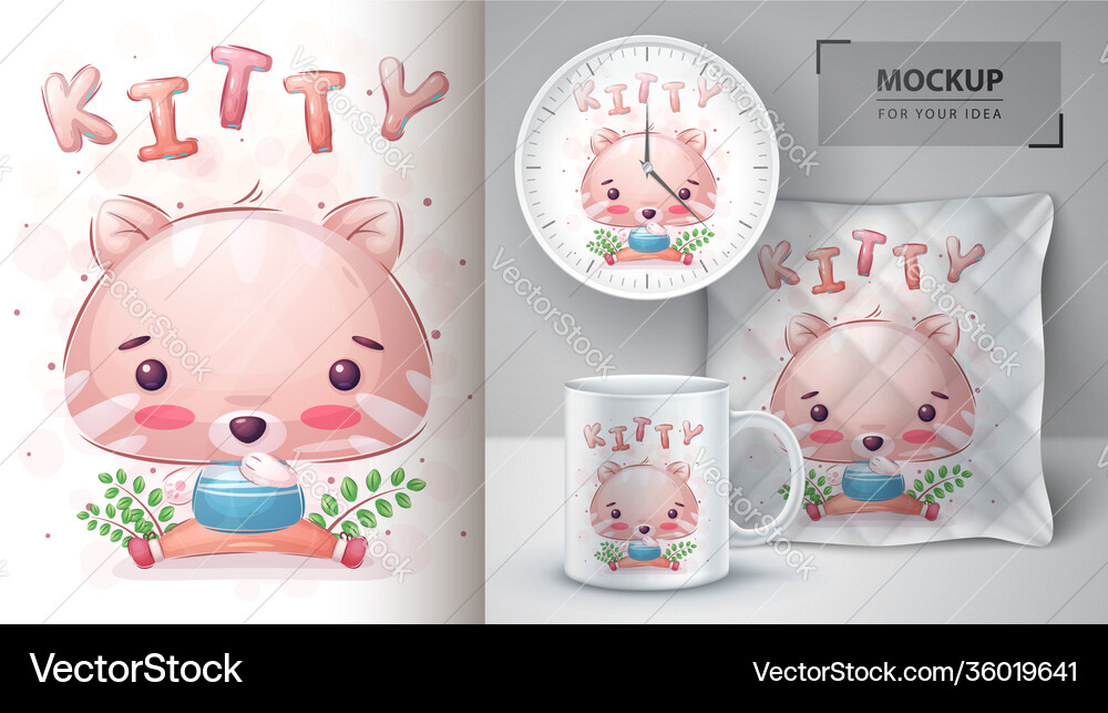 Cute kitty - poster and merchandising Royalty Free Vector