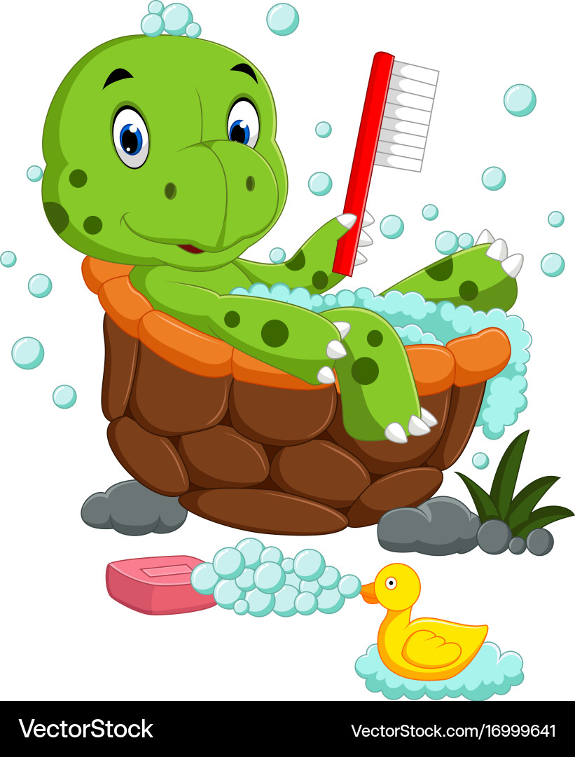 Cute turtle bathing Royalty Free Vector Image - VectorStock