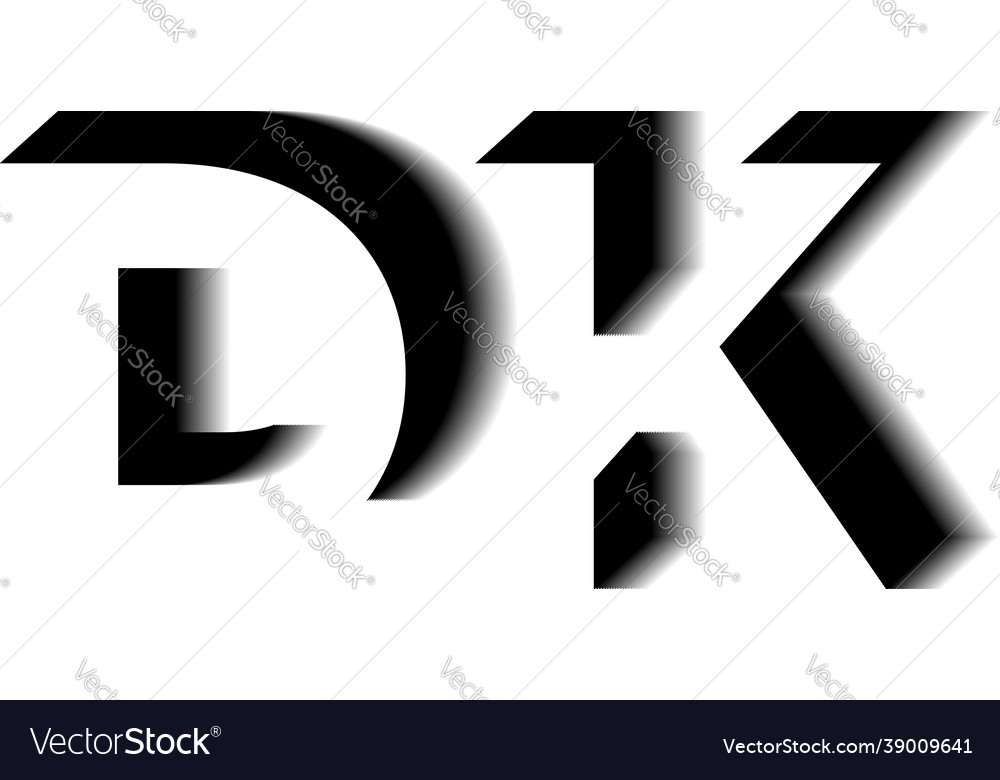 Dk monogram shadow shape style Royalty Free Vector Image