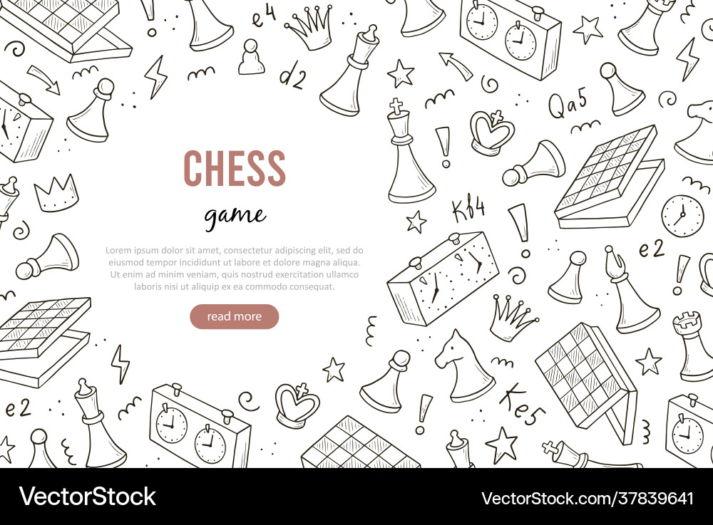 Hand drawn banners template with cartoon chess Vector Image