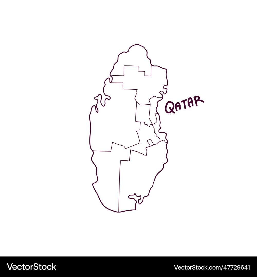 Hand drawn doodle map of qatar Royalty Free Vector Image