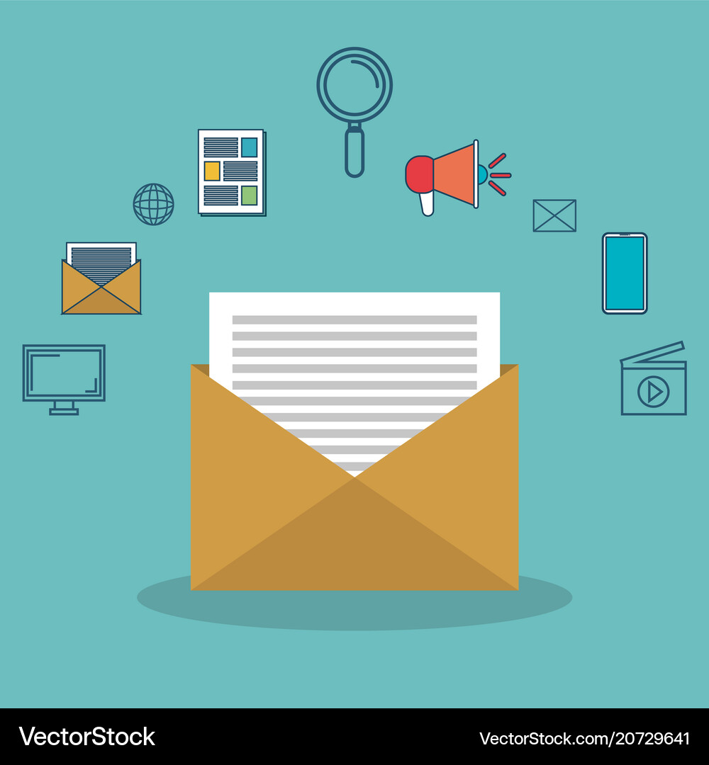 Icon email message social network with icons media