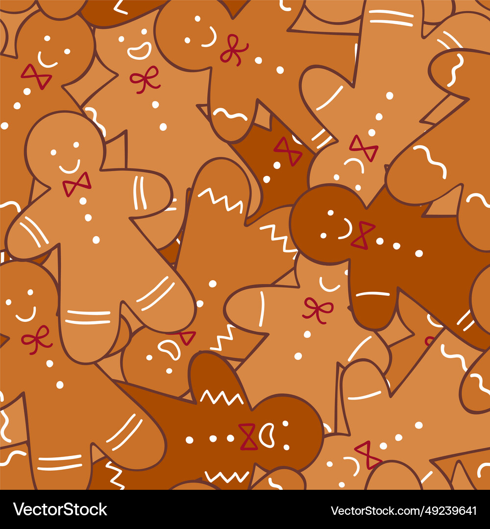 Many gingerbread man seamless christmas Royalty Free Vector
