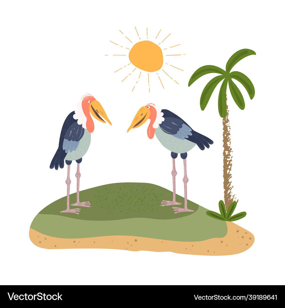 Marabou couple standing on the beach Royalty Free Vector