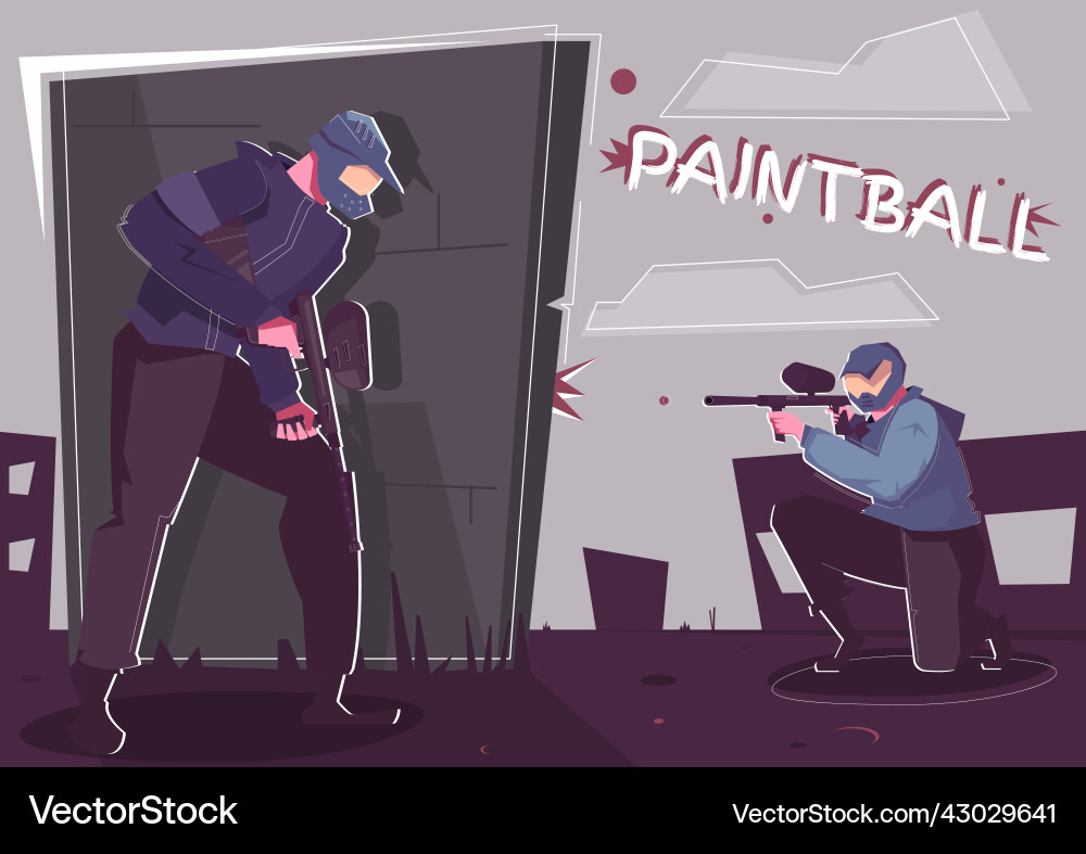 Paintball flat poster Royalty Free Vector Image