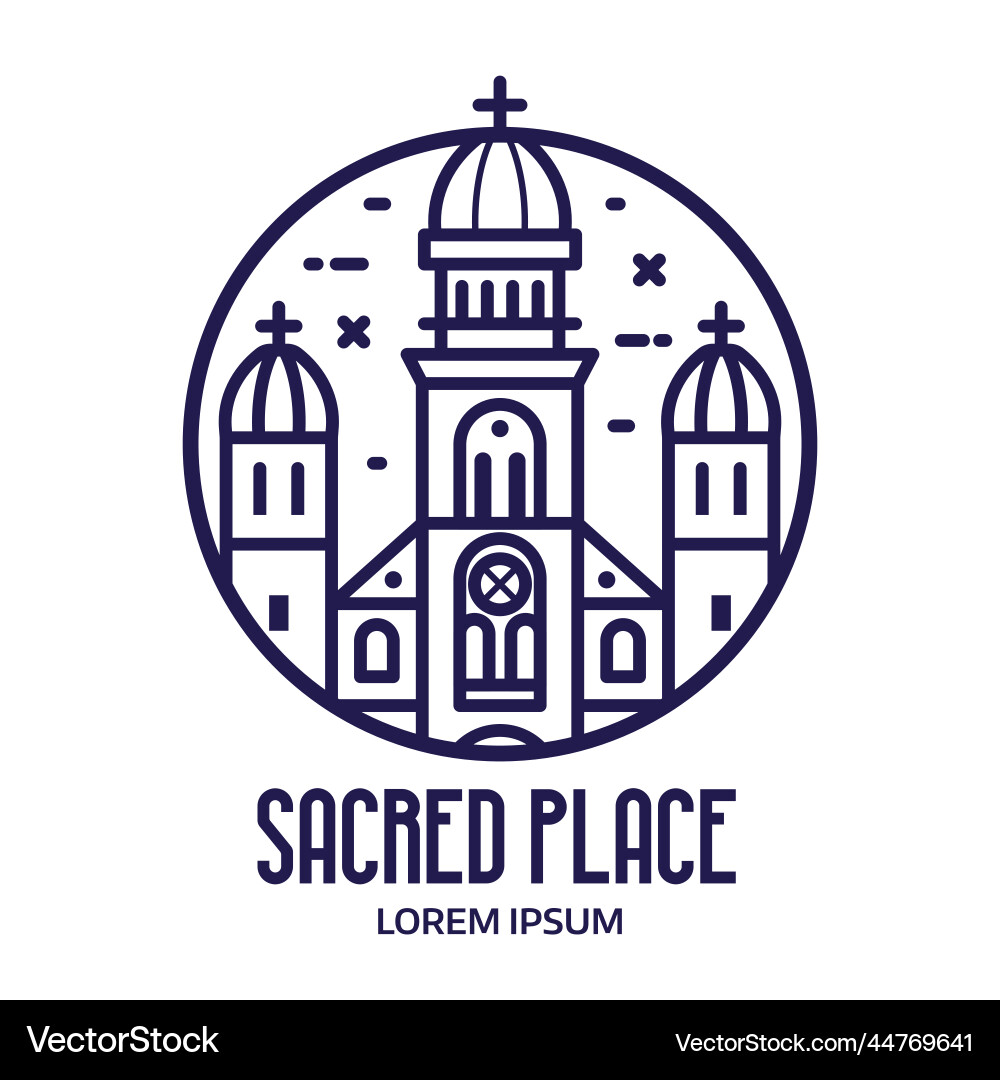 Sacred place logo cathedral circle icon Royalty Free Vector