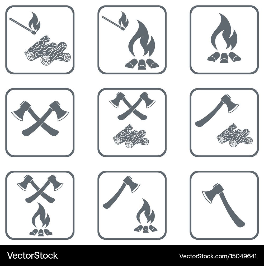 Set of campfire icons Royalty Free Vector Image