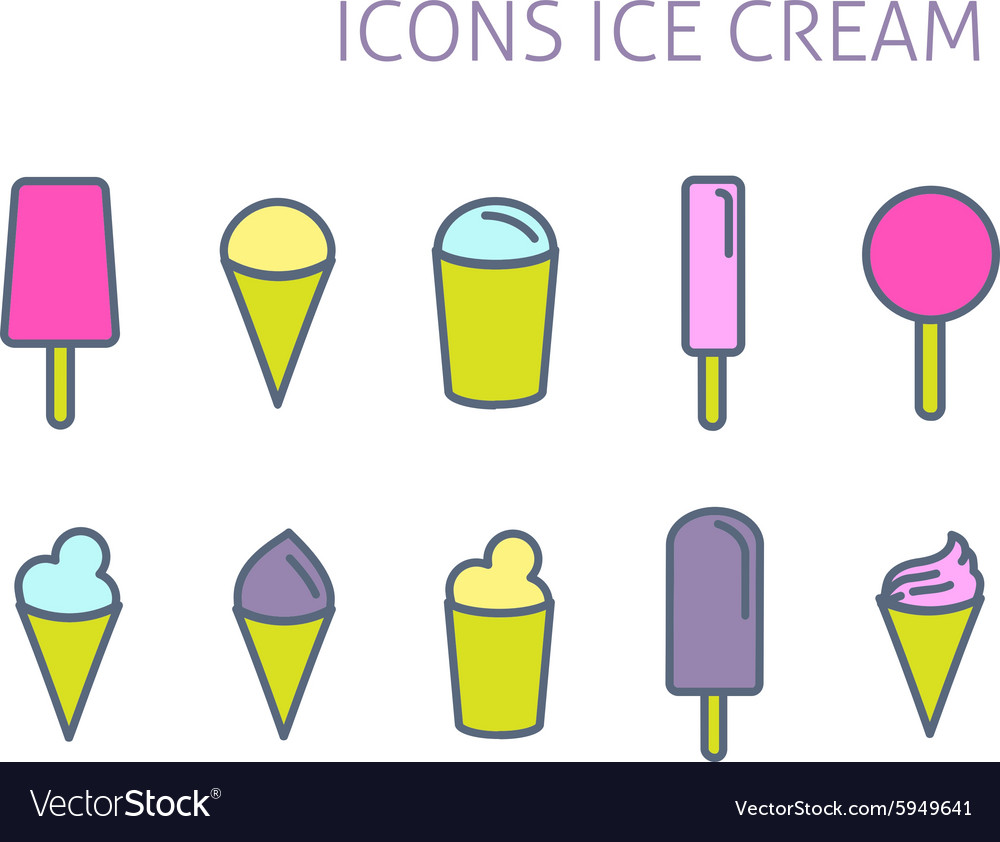 Set of color line icons ice cream Royalty Free Vector Image