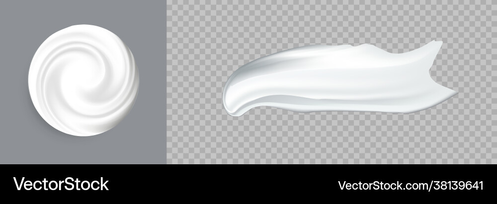 Set realistic cosmetic cream smears white Vector Image