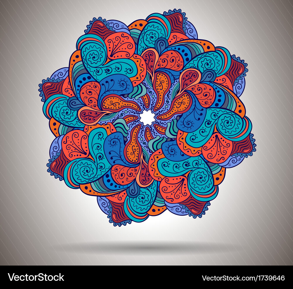 Abstract flower with floral ornament Royalty Free Vector