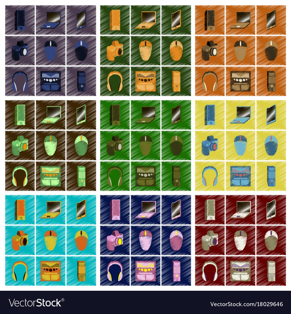 Assembly flat shading style icons gadgets Vector Image