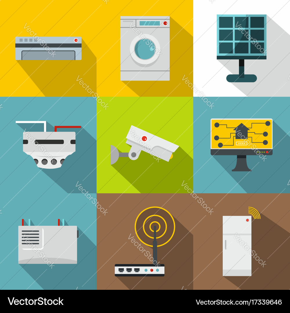 Automatic electronic devices icon set flat style Vector Image