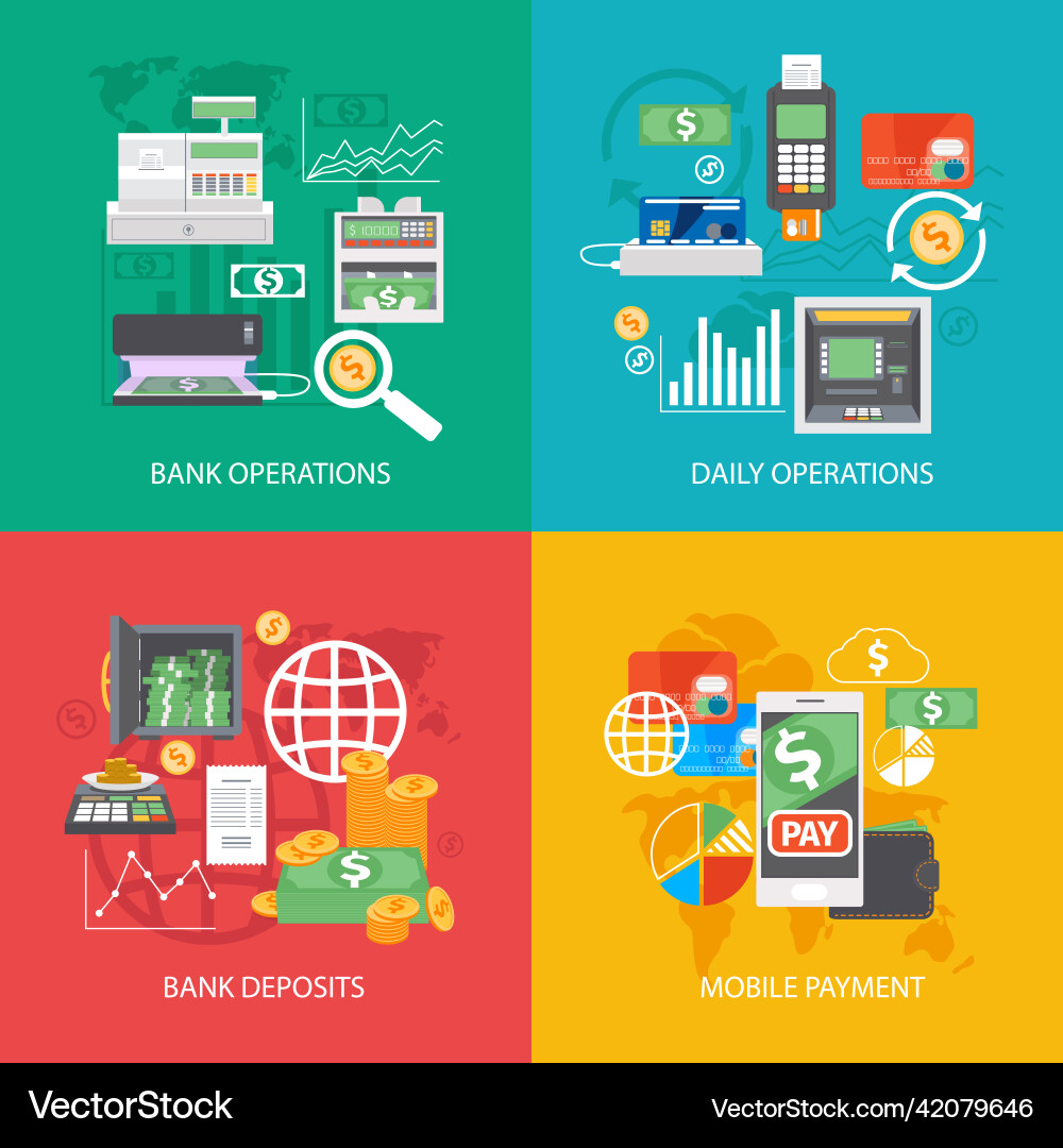 Bank equipment and payment concepts Royalty Free Vector