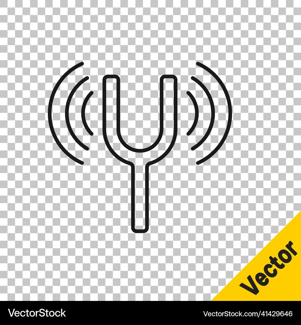 Black line musical tuning fork for tuning musical Vector Image