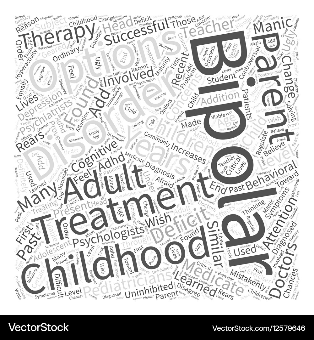 Childhood bipolar disorder Word Cloud Concept Vector Image