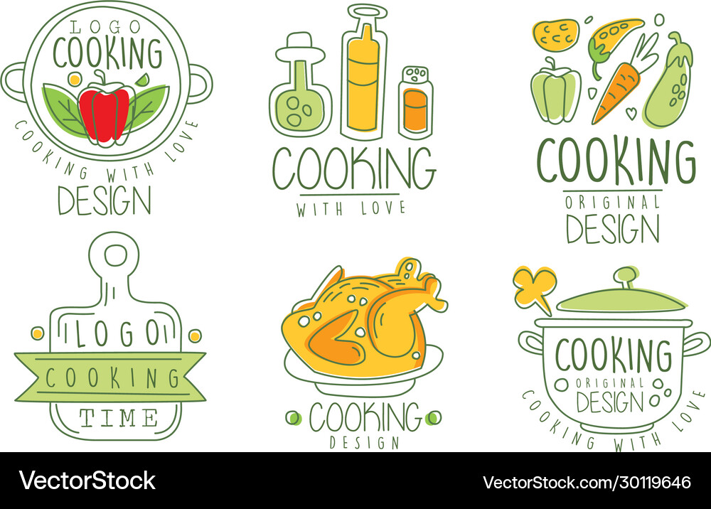 Cooking time logo collection cooking with love Vector Image