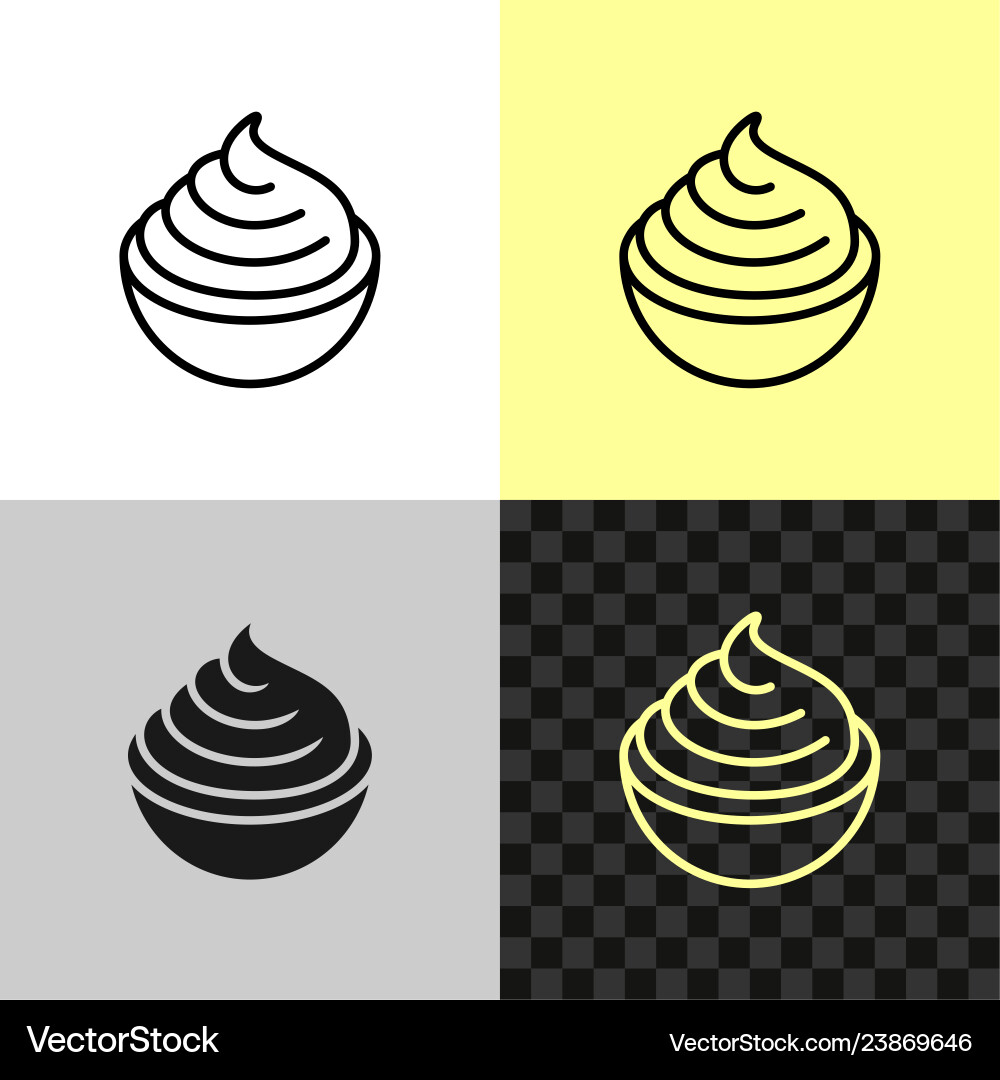 Cream cheese line icon soft in a small bowl Vector Image
