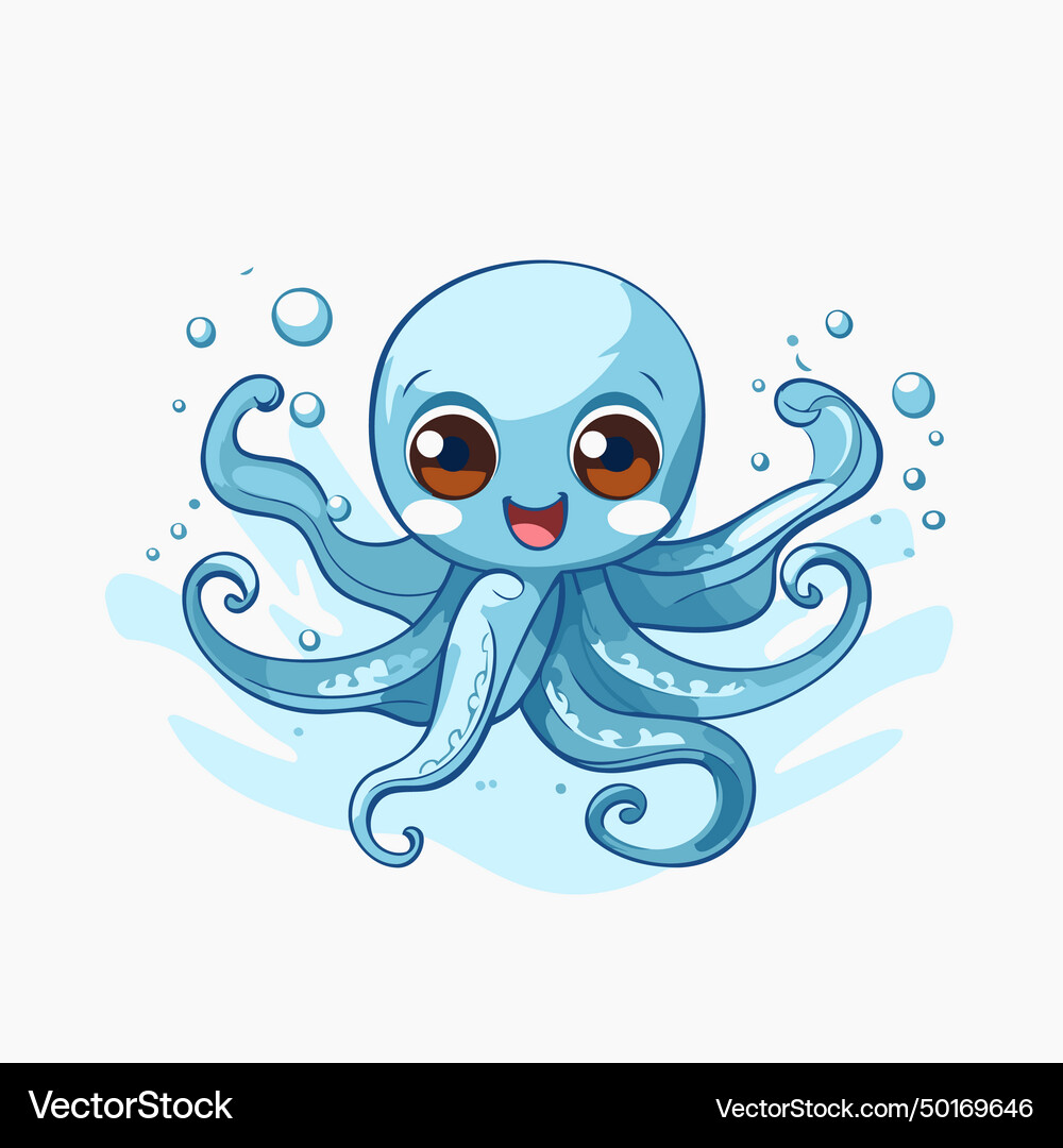 Cute cartoon octopus isolated on white background Vector Image