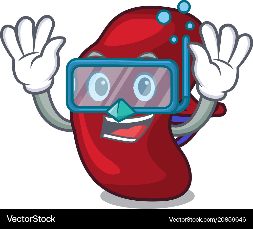 Diving spleen character cartoon style Royalty Free Vector