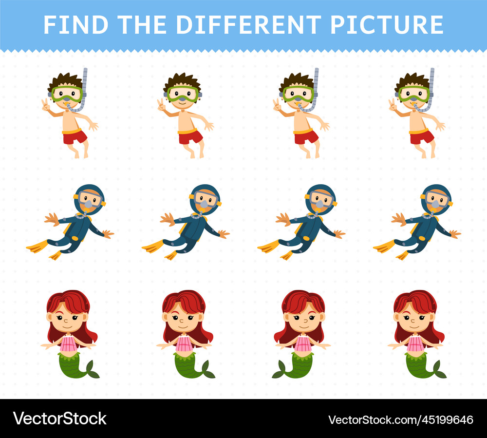 Education game for children find the different Vector Image