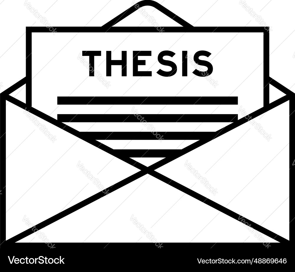 Envelope and letter sign with word thesis Vector Image