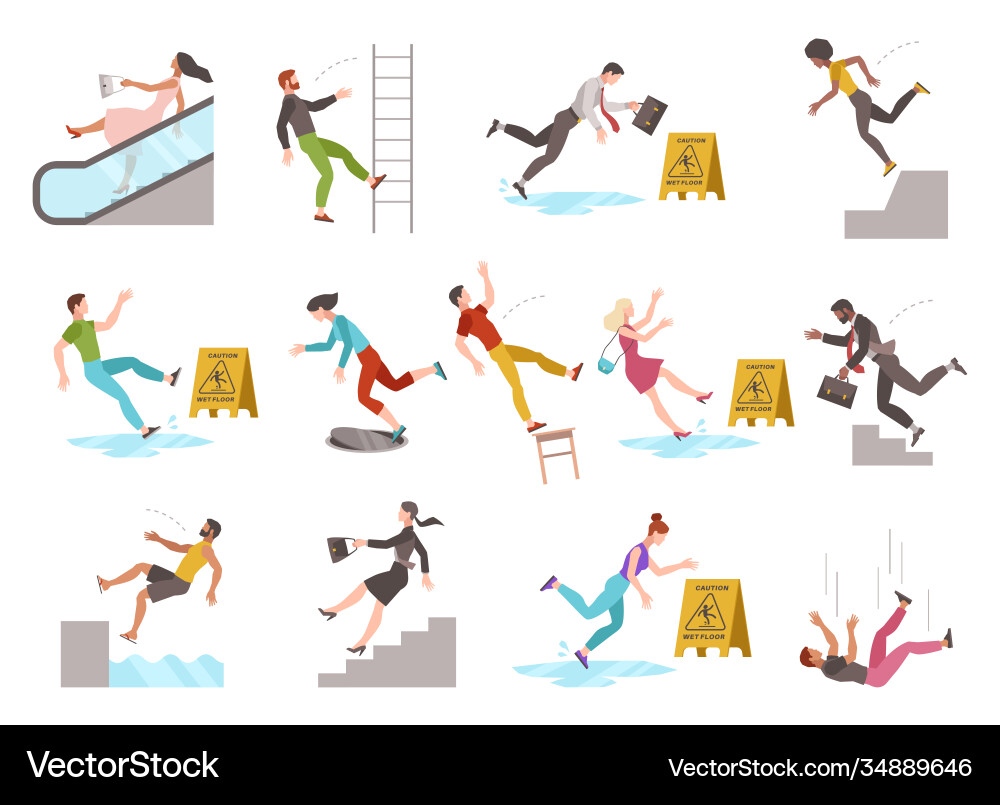 Falling people people different ages stumblng Vector Image