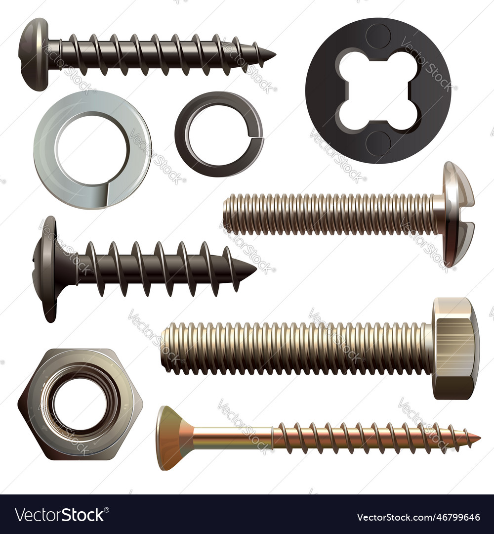 Fasteners set 2 Royalty Free Vector Image - VectorStock
