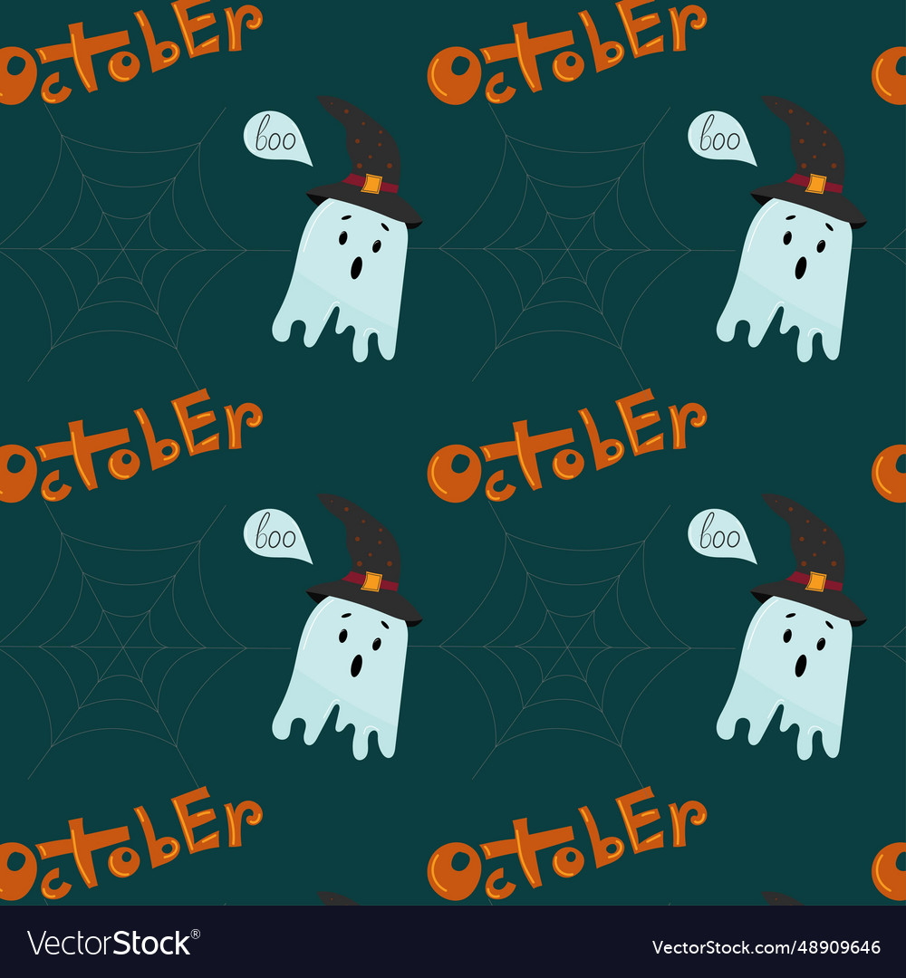 Halloween ghost seamless pattern Royalty Free Vector Image