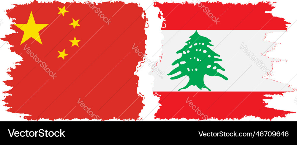 Lebanon and china grunge flags connection Vector Image