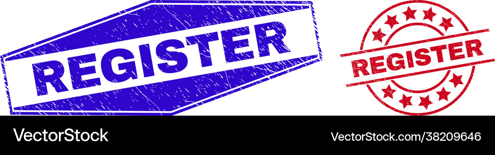 Register unclean watermarks in circle and hexagon Vector Image