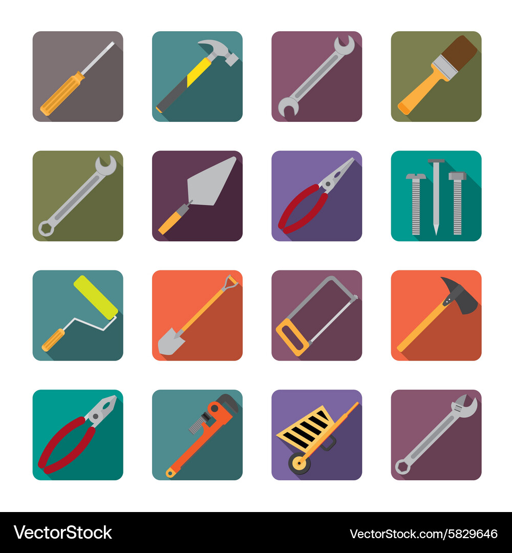 Set of renovation tools icons Royalty Free Vector Image