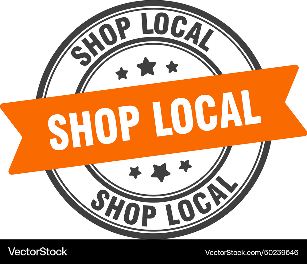 Shop local stamp label on transparent Royalty Free Vector