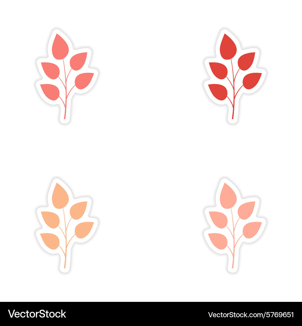 Assembly realistic sticker design on paper leaves Vector Image