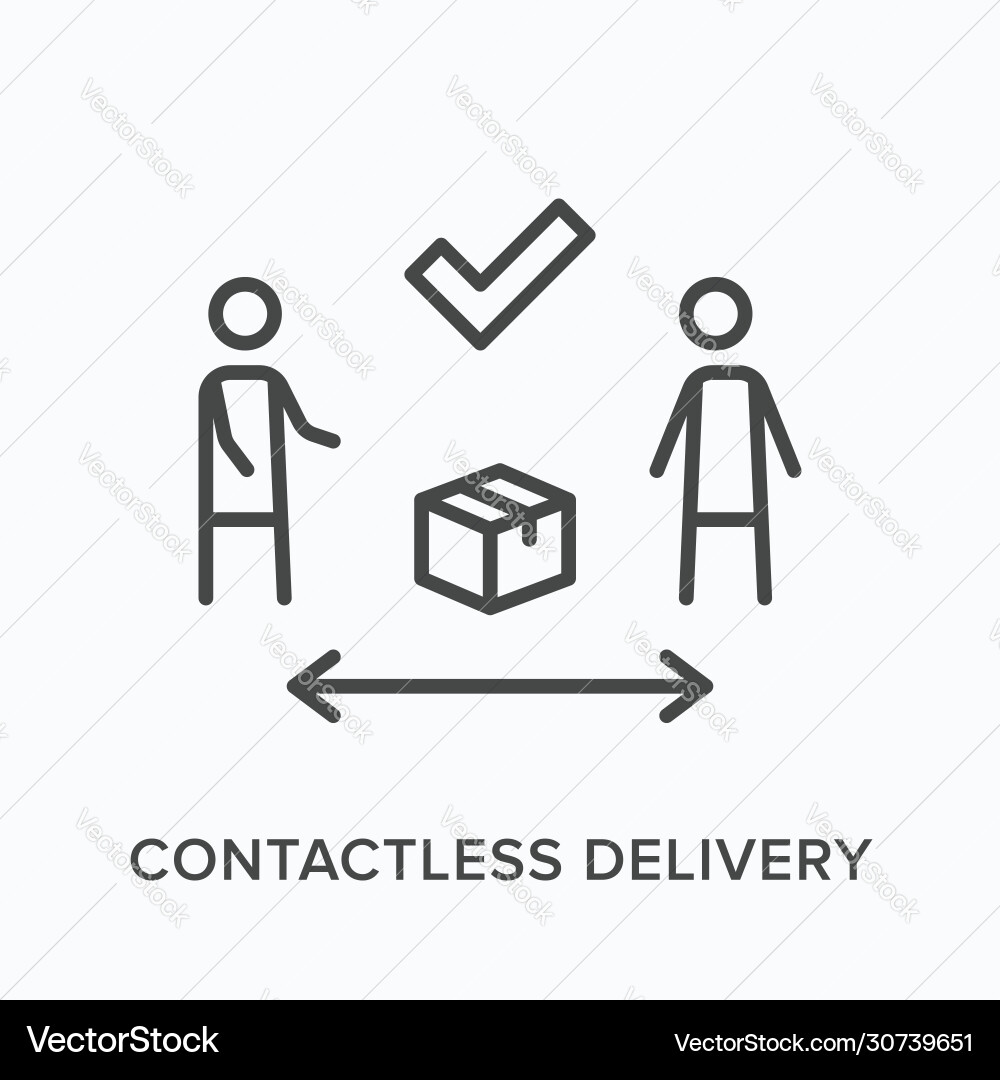 Contactless delivery line icon outline Royalty Free Vector