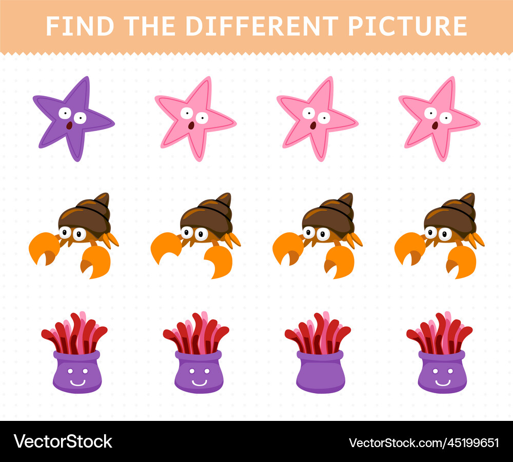 Education game for children find the different Vector Image