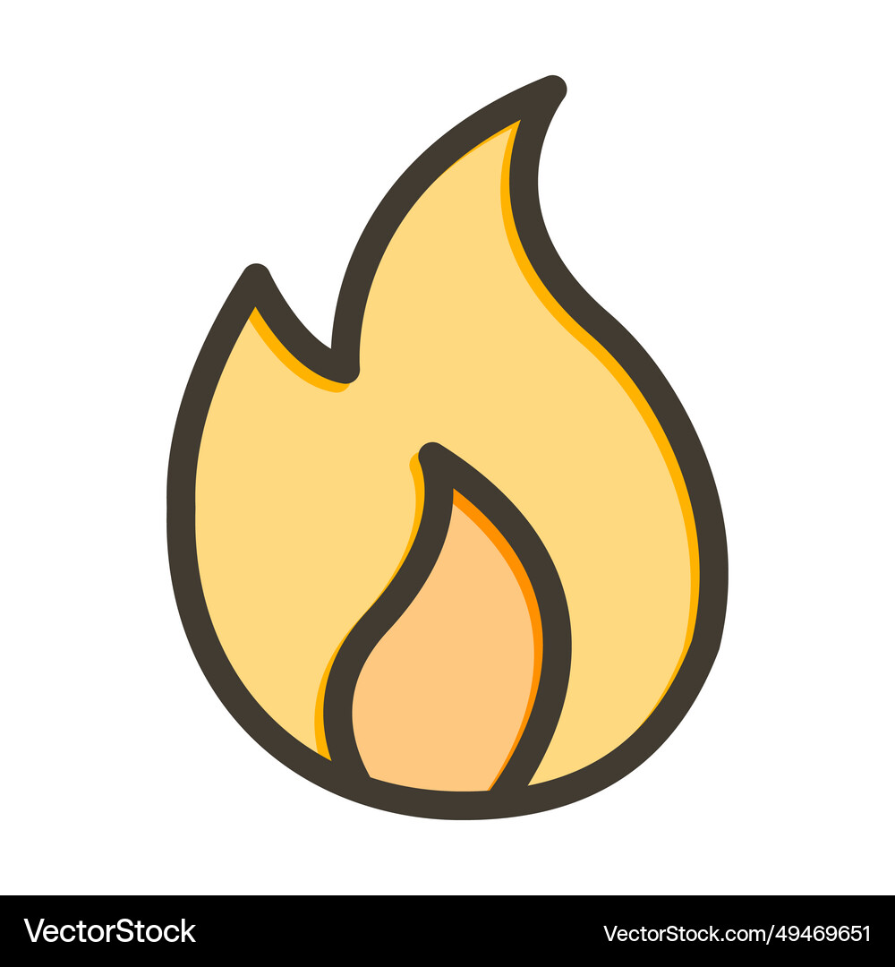 Fire thick line filled colors icon for personal Vector Image