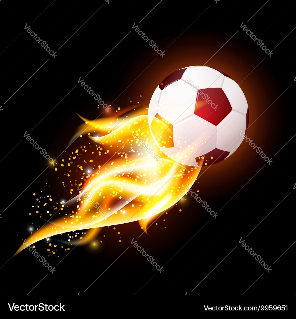 Football ball with fire Royalty Free Vector Image