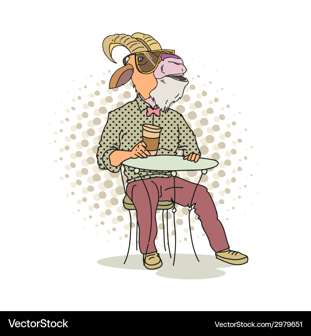 Goat with cup of coffee Royalty Free Vector Image