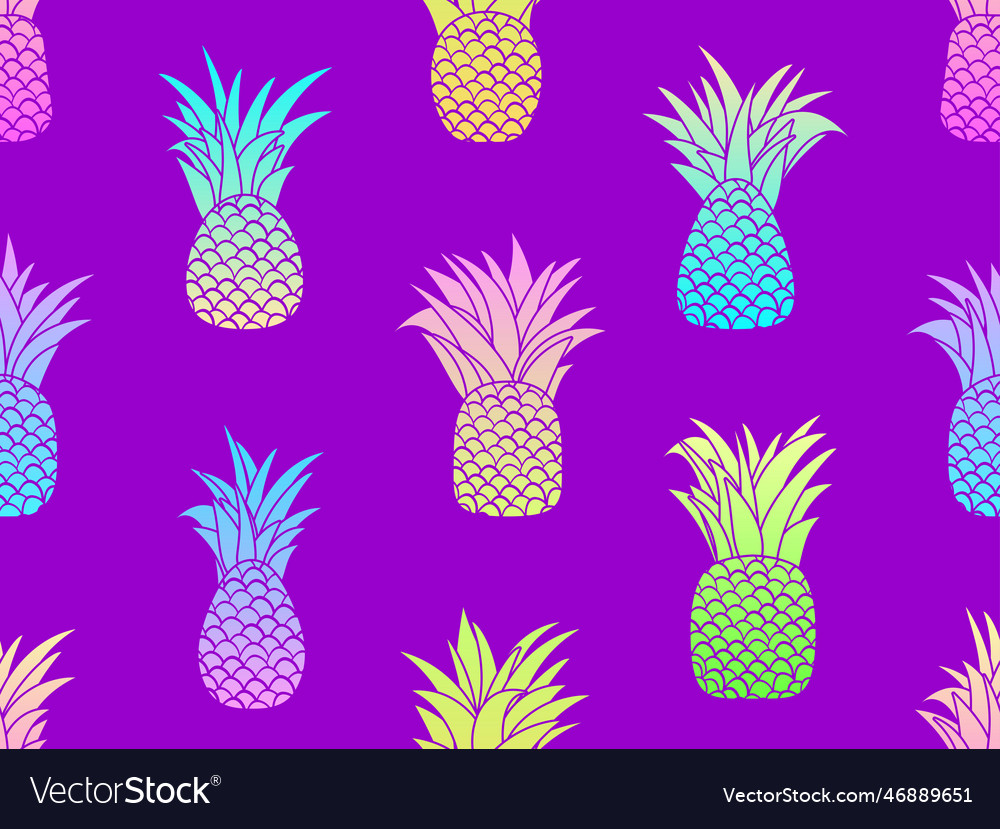 Gradient pineapples seamless pattern summer fruit Vector Image