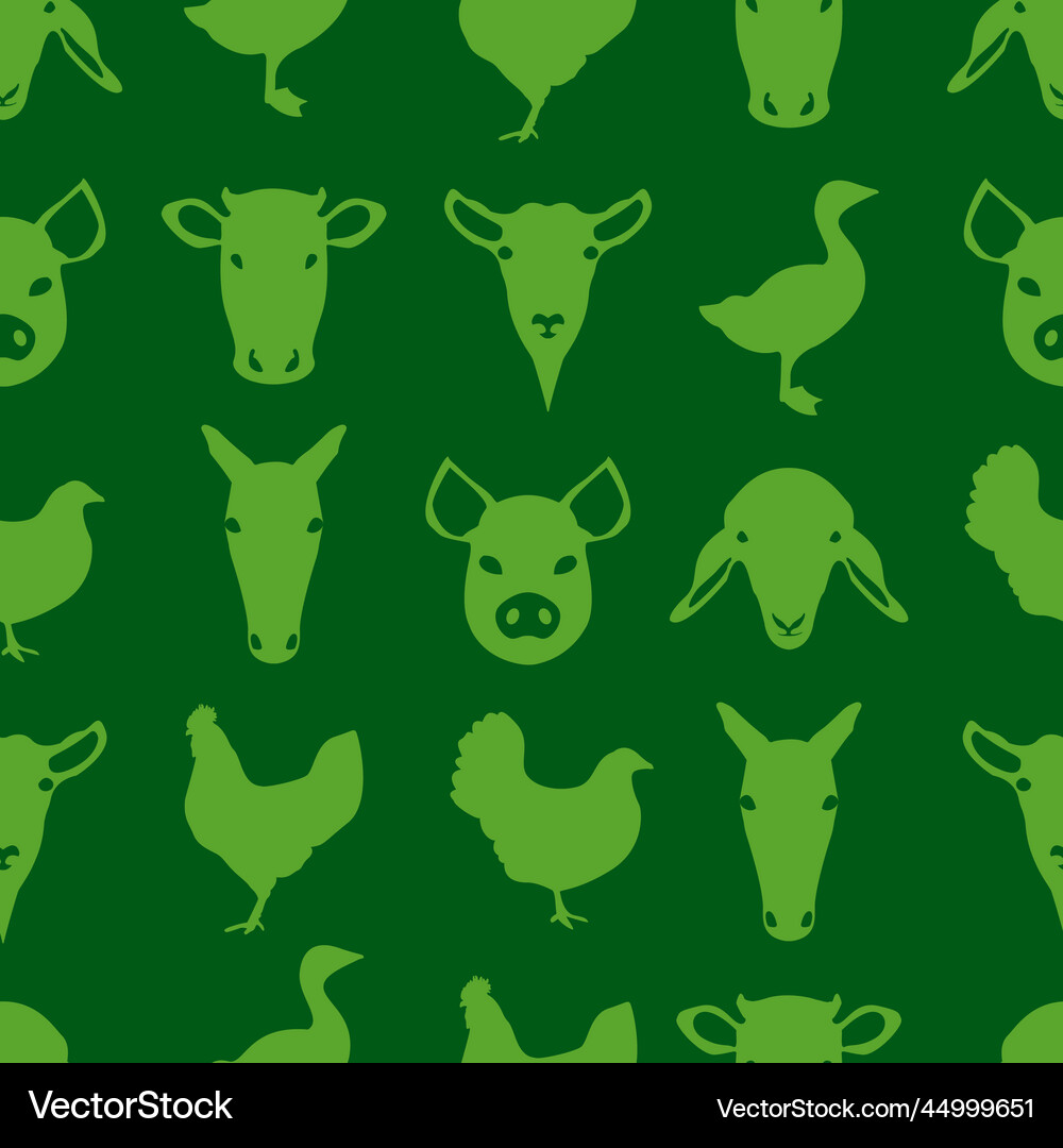 Green farm animal pattern design Royalty Free Vector Image