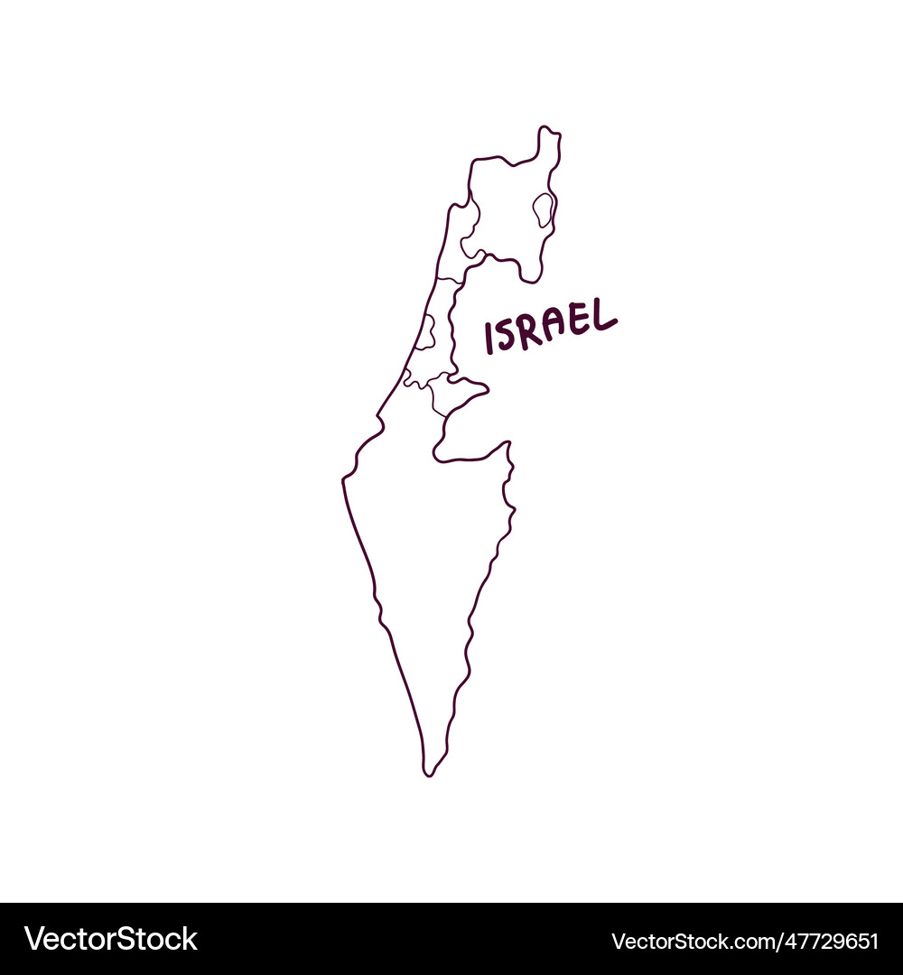 Hand drawn doodle map of israel Royalty Free Vector Image