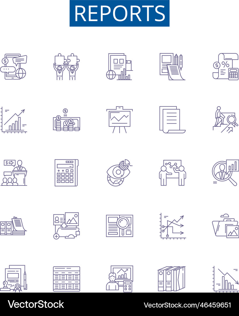 Reports line icons signs set design collection Vector Image