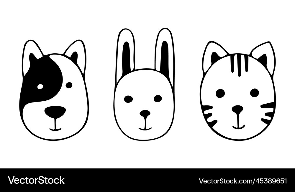 Set of doodle pets on white background Royalty Free Vector