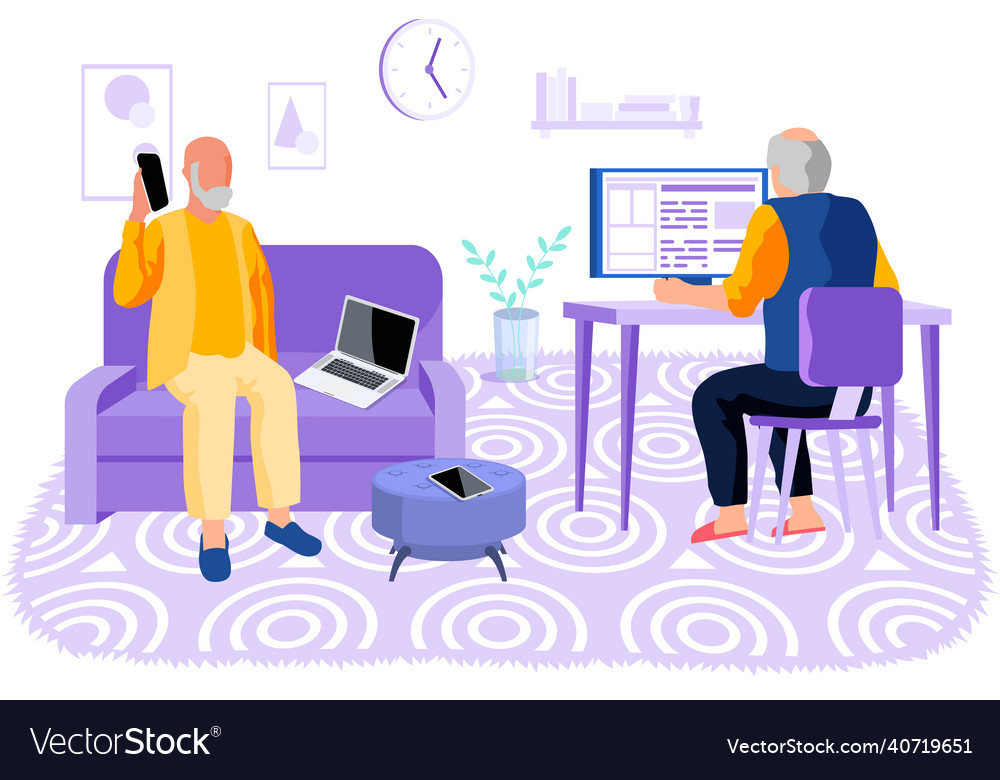 Social concept old people using computer Vector Image