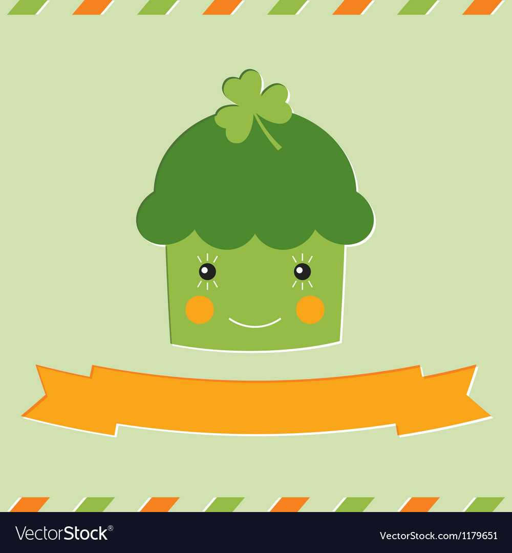 St patricks day cupcake card Royalty Free Vector Image