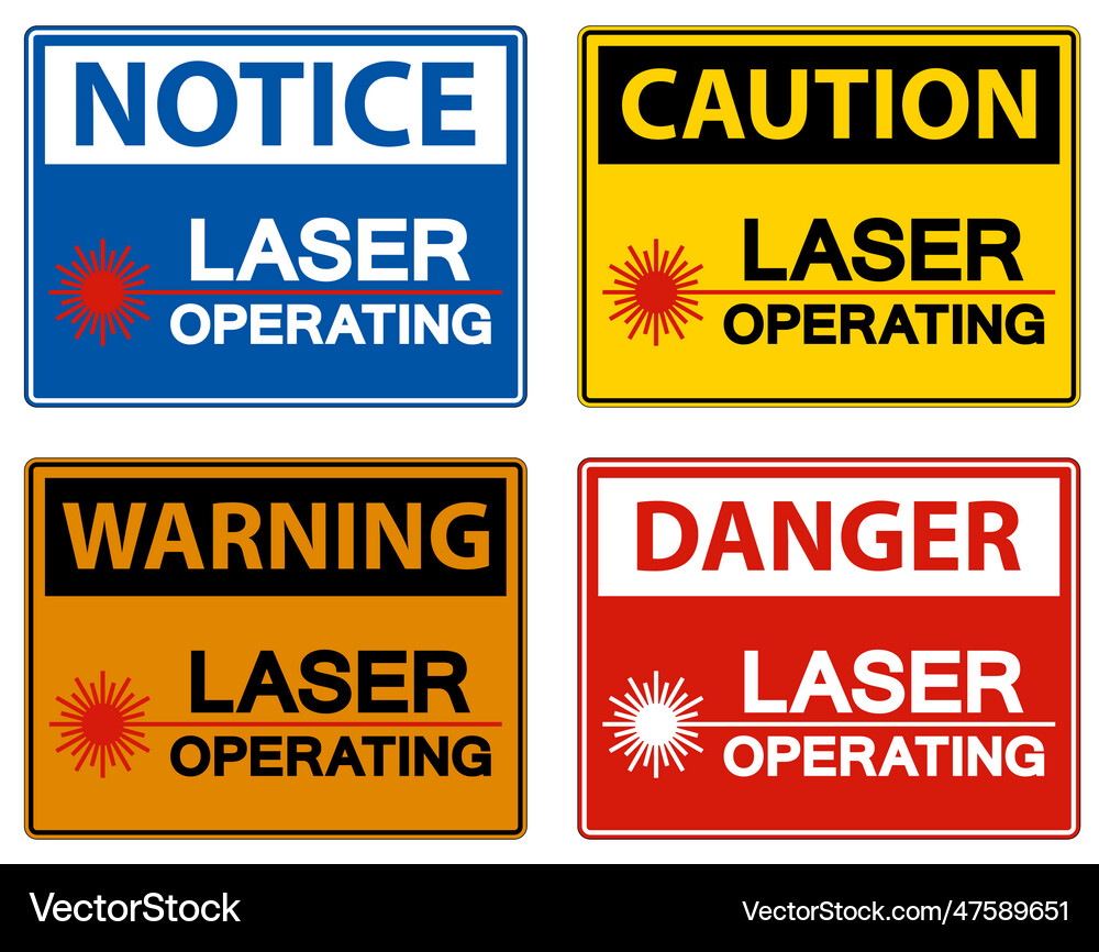 Warning safety sign laser operating on white Vector Image