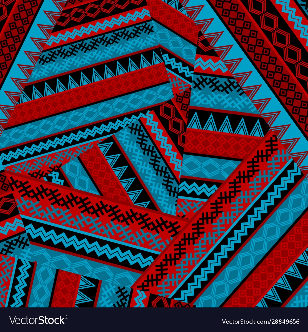 Creative seamless patchwork pattern with blue Vector Image