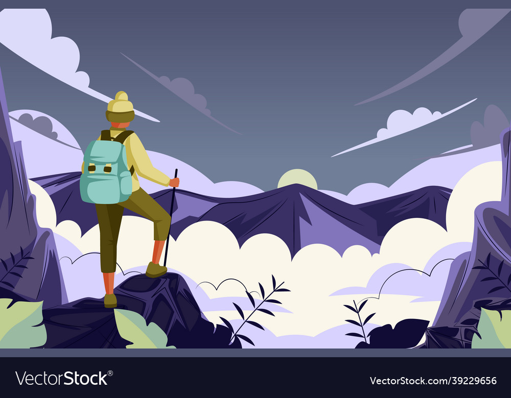Flat adventure background Royalty Free Vector Image