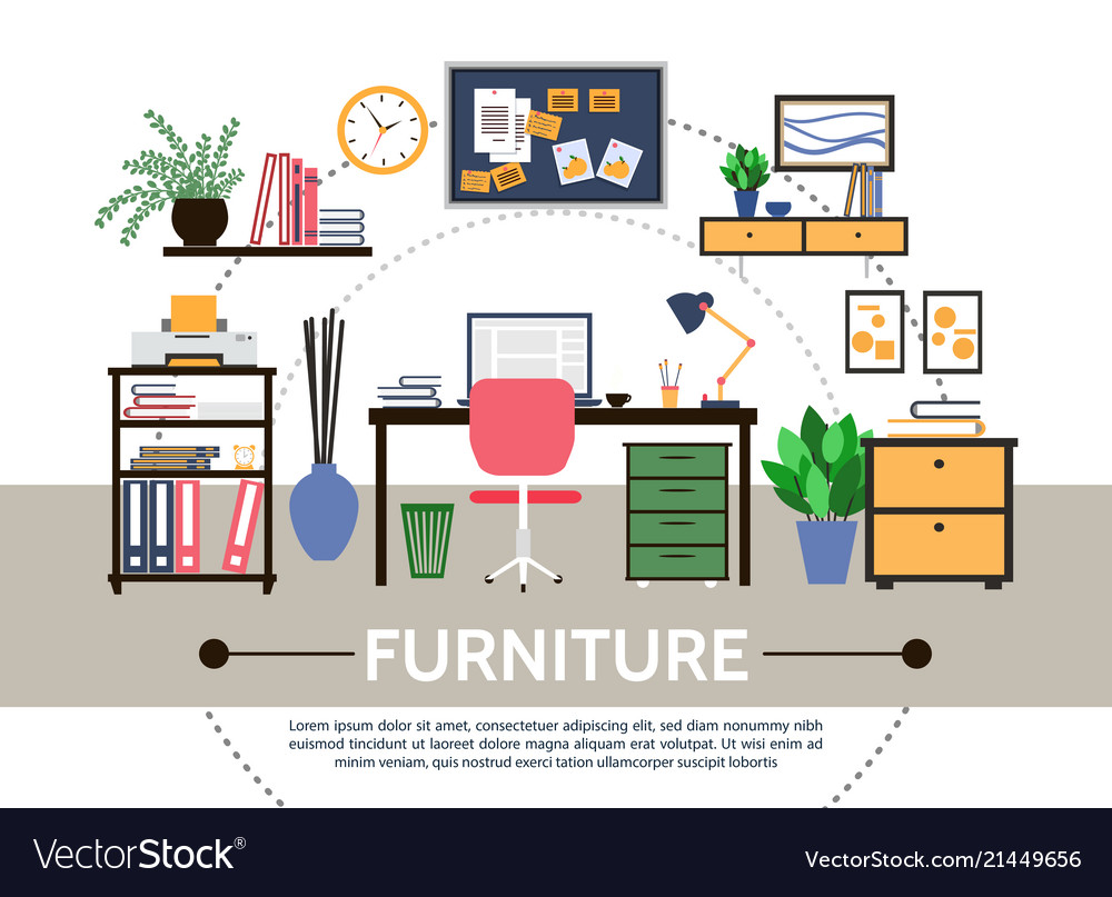Flat designer workspace round composition Vector Image Flat designer workspace round composition Vector Image