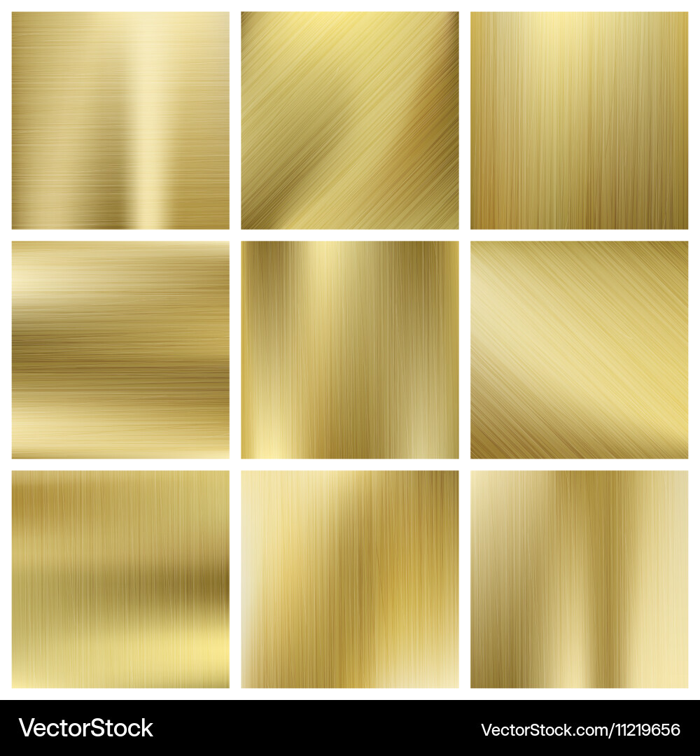 Gold texture set shiny golden yellow Royalty Free Vector